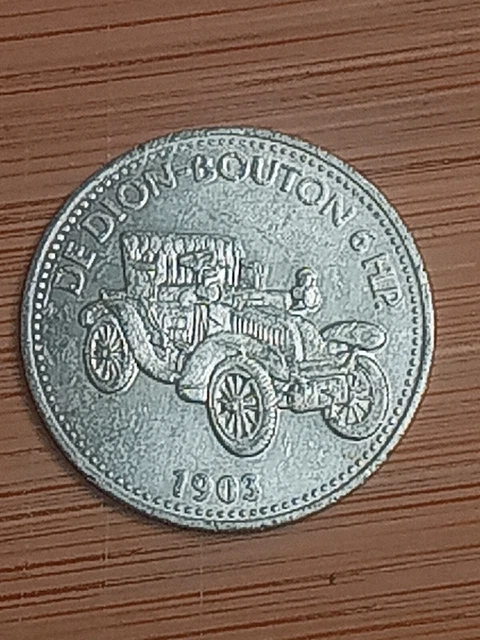ADVERTISING TOKEN, SHELL oil, aluminium, historic cars, De Dion ...