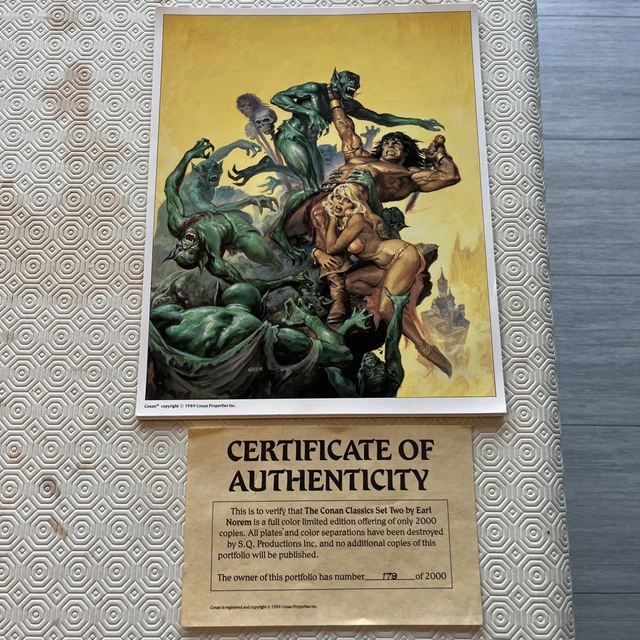 COLLEZIONE STAMPE CONAN Il Barbaro con certificato di autenticità. Earl ...