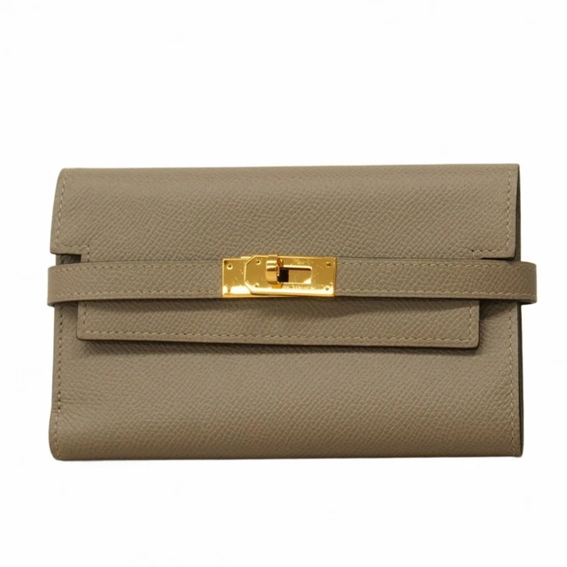 HERMES HERMÈS KELLY Wallet, Tri-fold Epsom Leather, Gris Asphalt, A ...