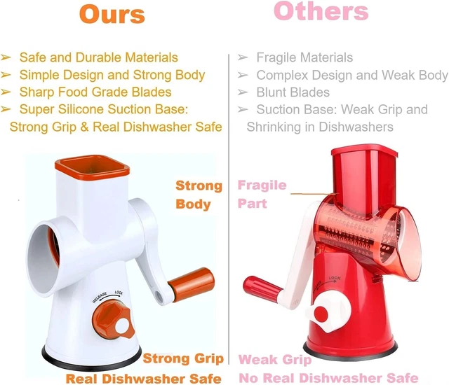 ROTARY CHEESE GRATER - round Vegetable Mandoline Slicer with 3 Drum ...