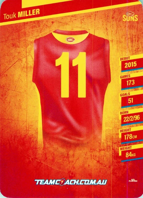 SIGNED 2024 GOLD Coast Suns AFL TeamCoach Card - Touk Miller $9.99 ...