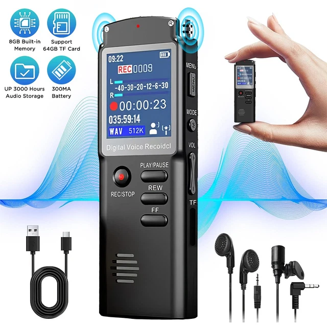8/32GB DIGITAL VOICE Recorder Dictaphone Audio MP3 Player Sound Voice ...
