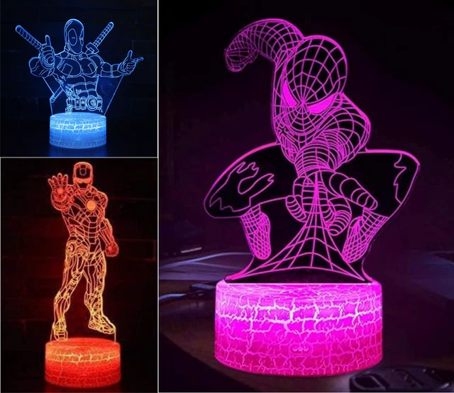 3D - 3 Super Hero's LED Night Light Touch Table Desk Lamp bedside ...
