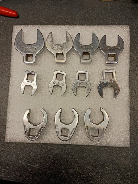 SNAP ON 3/8& Drive Crowfoot wrench set of 11 mixed set of 7 Metric & 4 ...