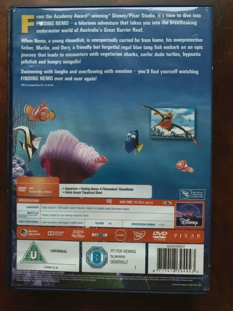 FINDING NEMO DVD 2003 Pixar Walt Disney Animated Feature Movie Classic ...