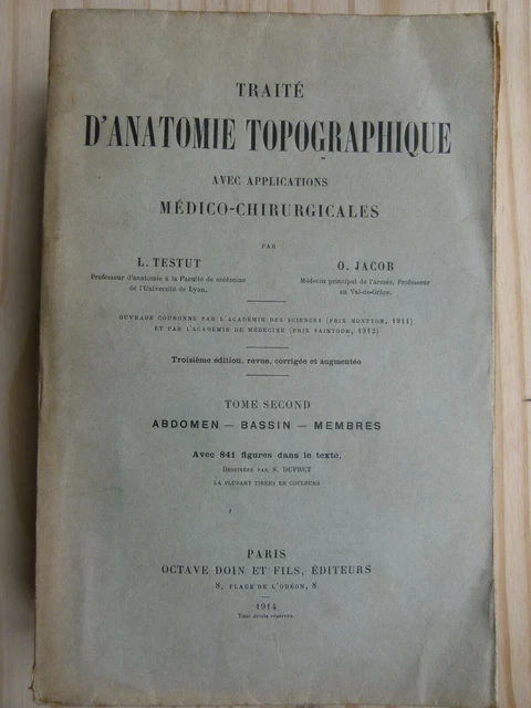 1914 TESTUT T.II Abdomen Basin Limbs Topographic Anatomy Treatise £32. ...