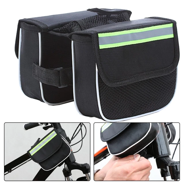MULTI PURPOSE BIKE Front Frame Bag with Double Pouch Bicycle Organizer ...