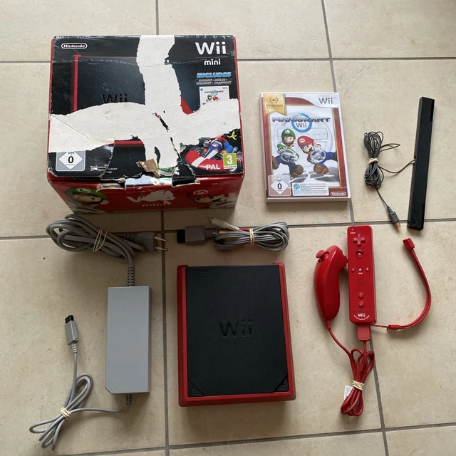 CONSOLE NINTENDO WII Mini Rouge Pack Mario Kart Cable Manette + Boîte D ...