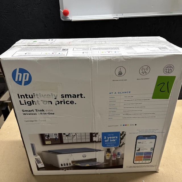 HP SMART TANK 5106 Wireless All-in-One Inkjet Printer - White £20.28 ...