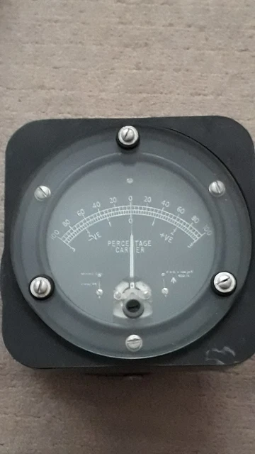 VINTAGE MILITARY METER Unit Modulation Percentage Carrier Gauge Raf ...