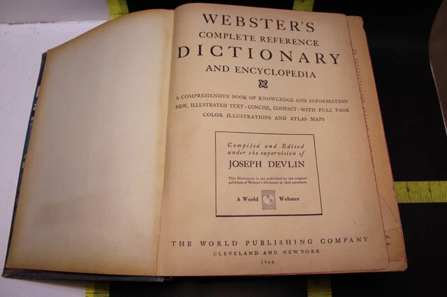 WEBSTER’S COMPLETE REFERENCE Dictionary and Encyclopedia 1946 ...