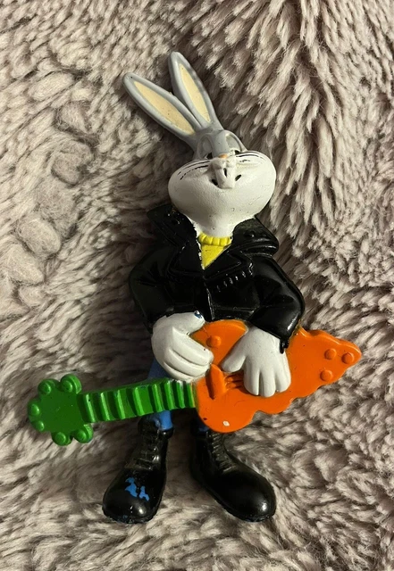 LOONEY TUNES BUGS Bunny In Leather Jacket Playing Carrot Guitar Figure ...