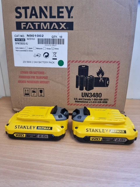 PACK OF 2/1 Genuine Stanley FatMax V20 SFMCB202-XJ 18V 2Ah Li-Ion ...