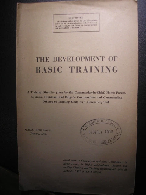 BRITISH ARMY BASIC Training Development Manual 1944 Military History £8 ...