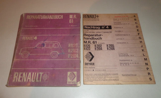 Manuel Datelier Renault 4 4f4 R 1120 R 2102 R 2104 Support 04 1969 Eur 100 82 Picclick Fr
