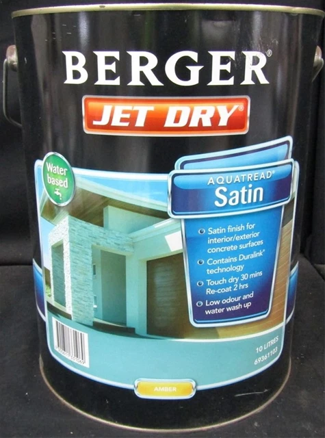 BERGER BY DULUX 10 Litre Jet-Dry Satin Paving Wat/Base Amber Colour ...