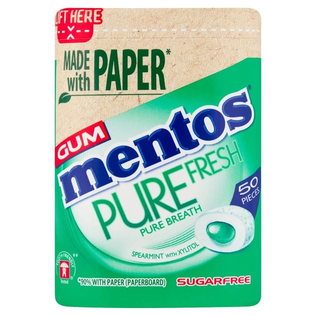 MENTOS GUM PURE Fresh Spearmint Chewing GUM 100g PACK OF 4 £18.42 ...