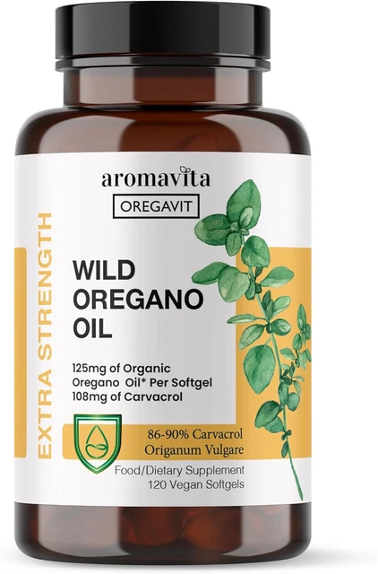 WILD GREEK OREGANO Oil 120 Softgel Capsules 130mg Carvacrol Vegan ...