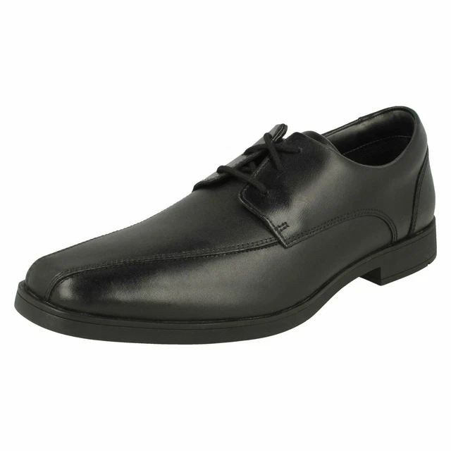 CLARKS 'SCALA STEP Y' Black Leather Older Boys Lace Up School Shoes £47 ...