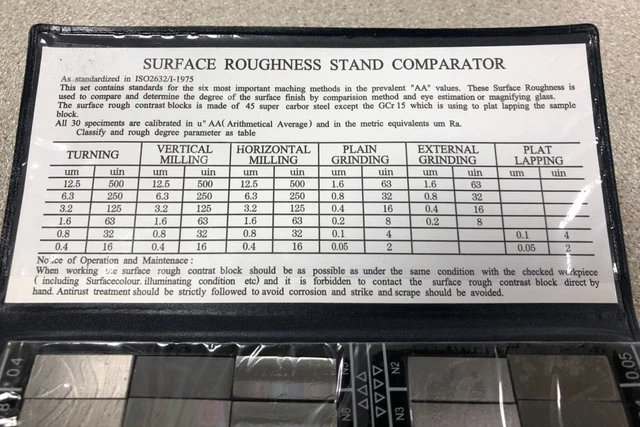 SURFACE ROUGHNESS COMPARISON Sample Block, Ra0.05-12.5mm, Roughness ...