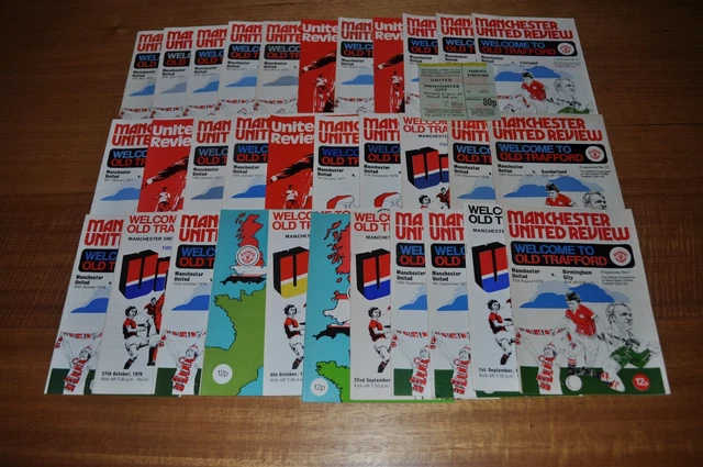 MANCHESTER UNITED PROGRAMMES Season 1976-77, numbers 1-32 complete £15. ...