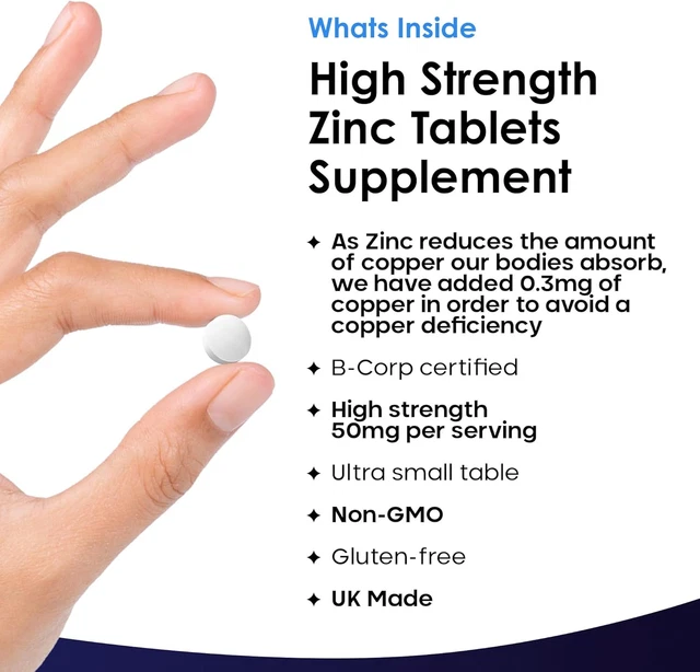 ZINC 50MG HIGH Strength - 120 Zinc Tablets (2 Month Supply) High ...