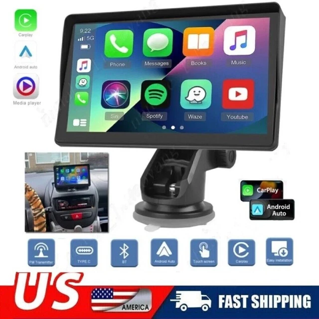 7& PORTABLE WIRELESS Apple CarPlay Android Auto Touch Screen Car Radio ...