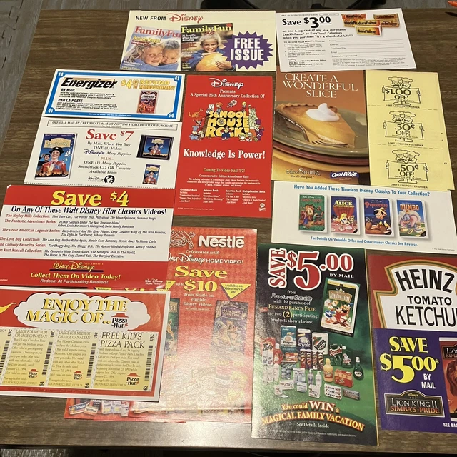 VINTAGE 90S/2000S DISNEY VHS Promo Inserts Coupons & Mail-in Rebates ...