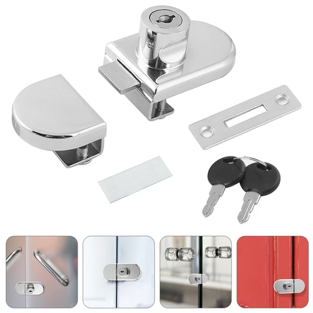 GLASS DOOR SINGLE Double Latch Lock Security Cabinet-Display Showcase ...