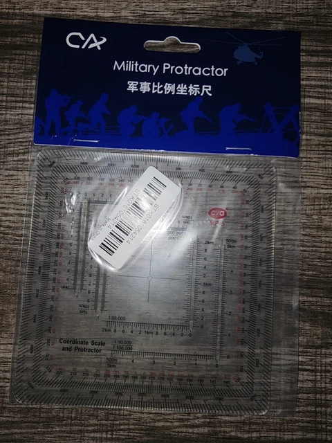 TOPOGRAPHICAL TECHNICAL SQUARE Ruler Coordinate Scale Protractor Map ...