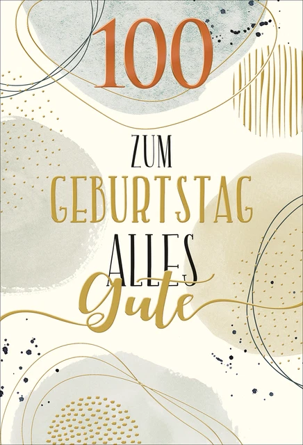 100. GEBURTSTAG GLÜCKWUNSCHKARTE mit Briefumschlag Alles Gute EUR 2,95 ...