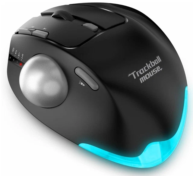 ZELOTES WIRELESS TRACKBALL Mouse,Bluetooth Mouse,Rechargeable,4800 DPI ...