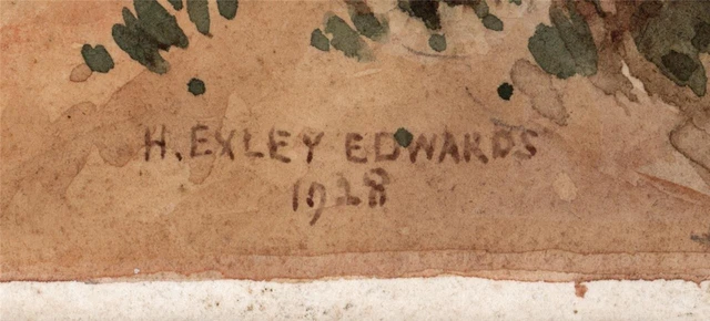 H. EXLEY EDWARDS - Antique Watercolour Painting - Rural Landscape ...