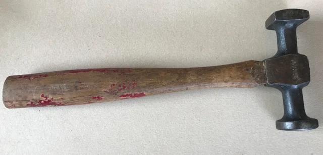 VINTAGE FORGED STEEL Whitehouse Double Faced Planishing Hammer Wooden ...