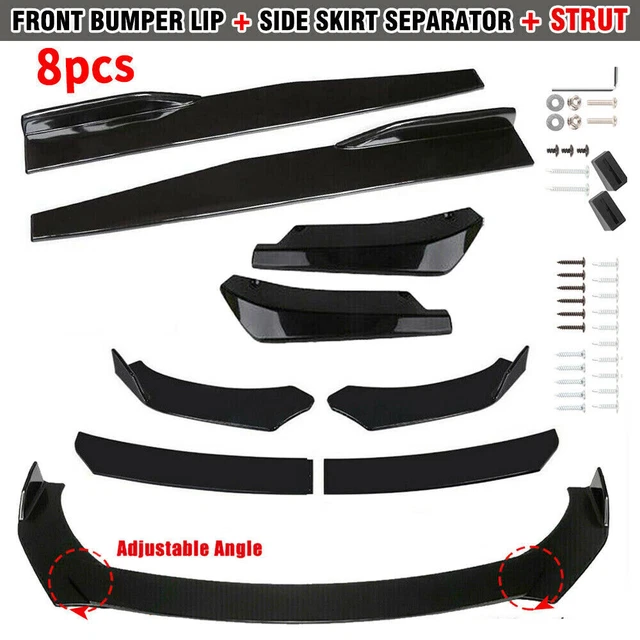 FRONT REAR BUMPER Lip Spoiler Body Kit Splitter w/Side Skirt Extension ...