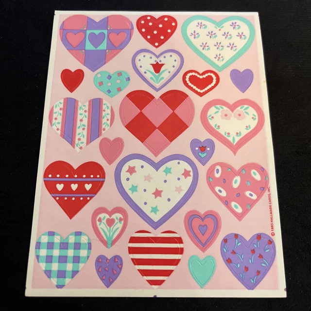 VINTAGE 80’S HALLMARK HEARTS Valentine’s Sticker Sheet Rare $15.99 ...