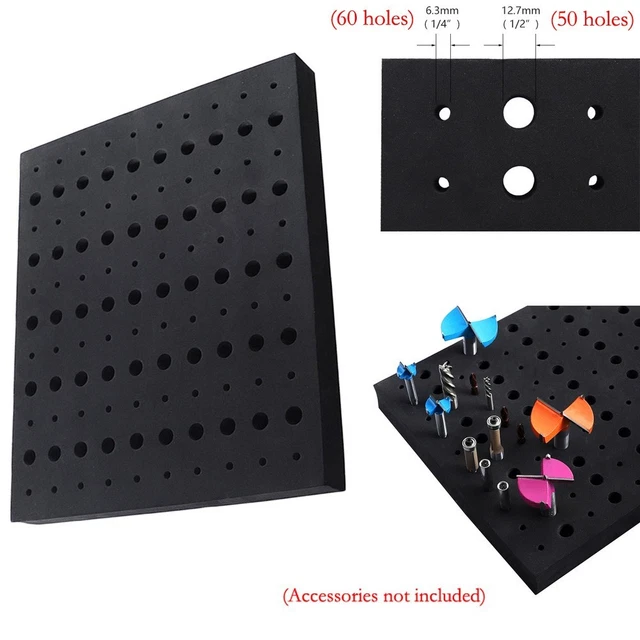 ROUTER BIT STORAGE Tray Foam Padding 110 Holes for 14 and 12 Shank ...