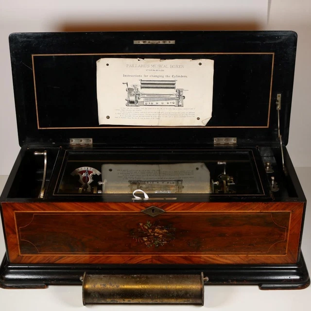 INTERCHANGEABLE 2X 5 TUNE CYLINDER MUSIC BOX antique PAILLARD - working ...