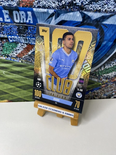 TOPPS MATCH ATTAX 2023/24 Rodri 100 Club Manchester City Rare Foil Card ...