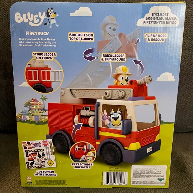 DISNEY BLUEY FIRETRUCK Exclusive Firefighter Bingo Bluey & Bob Bilby ...