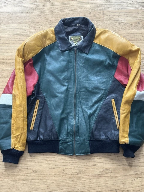 RARE VINTAGE 80S PHASE leather jacket 25inch L18inch W28.5inch arm L £ ...