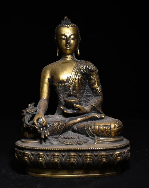 10.6& OLD ANTIQUE Tibetan Buddhism temple Bronze gilt Shakyamuni Buddha statue $397.33 - PicClick AU