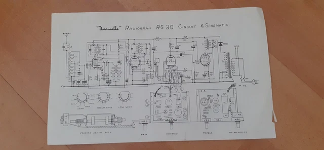 DANSETTE RADIOGRAMMA RG30 Circuito e schema EUR 1,16 - PicClick IT
