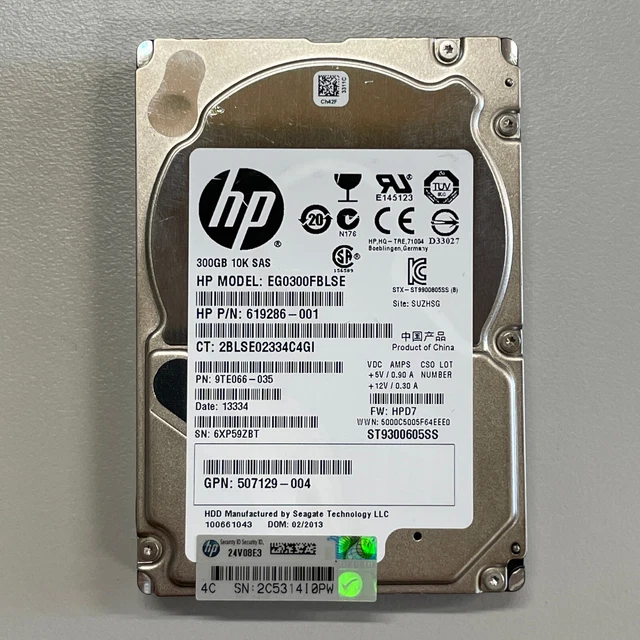 HP EG0300FBLSE 300GB 2.5" SAS HDD 6.0Gbps 10K RPM 64MB Cache Drive ...