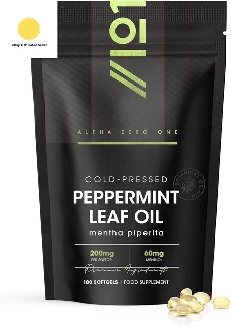 COLD-PRESSED PEPPERMINT OIL 200Mg - 60Mg Menthol – 180 Softgels - Fast ...
