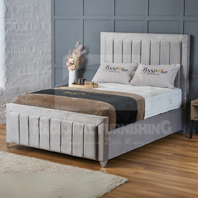 NEW OTTOMAN PLUSH Velvet Bed Frame Hiltion Panel 54" Headboard ...