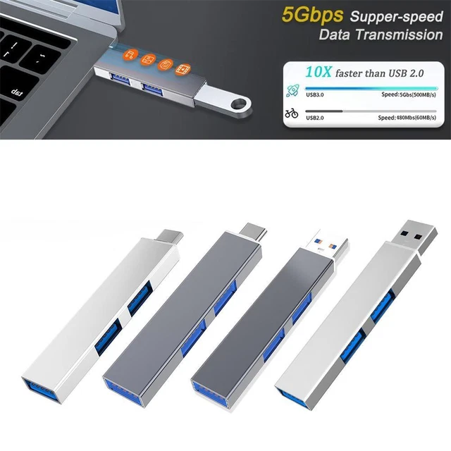 HIGH-SPEED USB TYPE C Multi-Splitter Adapter - 4 Ports with OTG Hot D3 ...