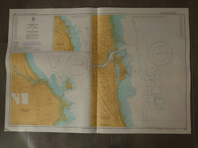 EAST COAST ENGLAND Sunderland Seaham Warkworth Admiralty Sea Chart Map ...