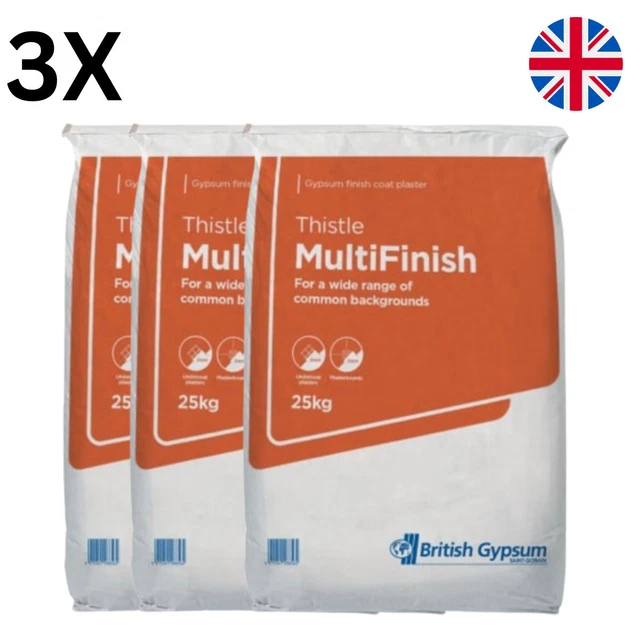 3 X BRITISH Gypsum Thistle Multi Finish Plaster 25kg - Bulk Discount £ ...