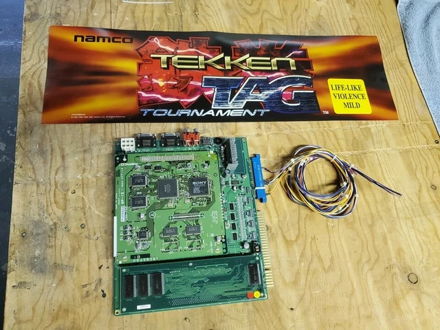 NAMCO TEKKEN TAG Tournament arcade Jamma pcb, marquee, kick harness ...